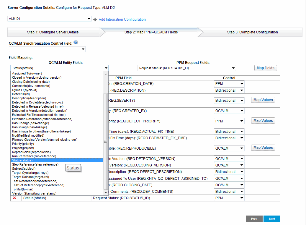 Disable Status Synchronization and Enable Status Field Mapping