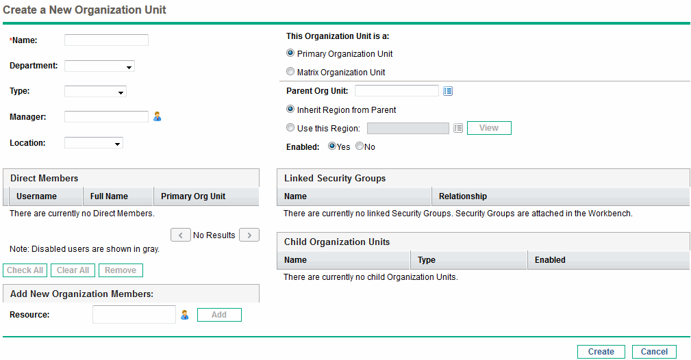 Creating an Organization Unit